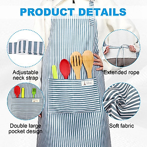 XLSXEXCL 4 Pack Stripes Apron for Women, Waterproof Kitchen Cooking Apron with 2 Pockets Adjustable Chef Apron Baking Aprons Bib Aprons Artist Apron for Cooking, Cleaning, Painting, Serving