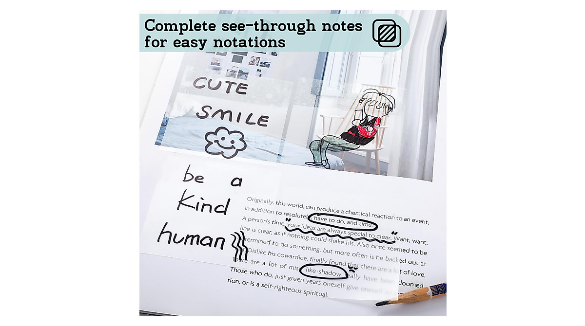1000 Pcs Clear Sticky Notes (3x3 Inch) - Waterproof & Repositionable