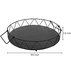 MyGift Metal Wire Decorative Serving Tray with Handles, Round Coffee Table Tray for Decorations