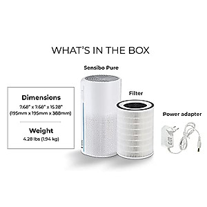 Sensibo Pure - Smart WiFi Air Purifier Medical Grade True HEPA Carbon Filter. Compatible with iOS, Android, Alexa & Google Nest