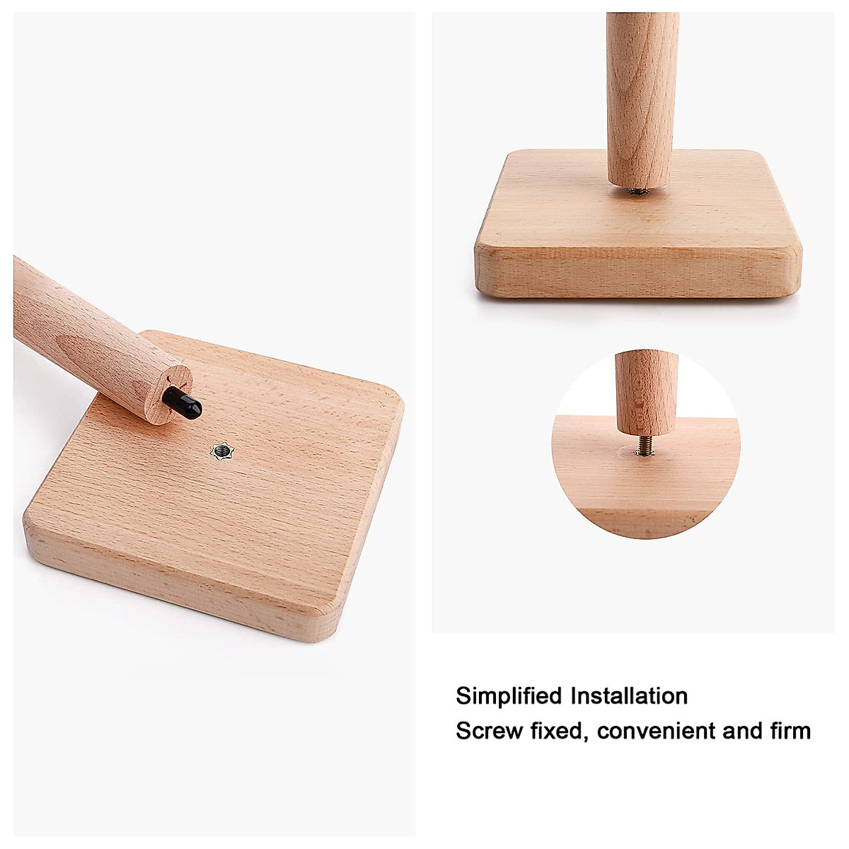 Dicunoy 3 Pack Wood Paper Towel Holder, Farmhouse Countertop Paper Towel Holder, Tissue Roll Stand Rack Paper Hanger Organizer for Kitchen, Bathroom, Living Room, Bedroom, Scrunchies Holder Stand