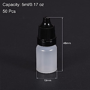 Ofowin [12 Pcs] Plastic Dropper Bottle, 5ml / 0.17oz Small Mouth Dropping Bottles with Black Cap Empty Squeezable Liquid Drop Bottles for Solvents, Oils, Glue, Paint, Essence, E-liquid, E-juice, Saline
