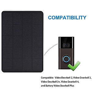 Solar Panel 4W Compatible with Ring, for Video Doorbell, Video Doorbell 3, Video Doorbell 3+ and Video Doorbell 4