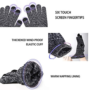 TRENDOUX Unisex Touchscreen Winter Gloves - Elastic Cuff, Thermal Lining, Stretchy Material - Black, White