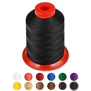 1000 Meters FIVEIZERO Extra Strong Upholstery Thread,Black Bonded Nylon Thread for Denim Leather,Craft,Machine,DIY and Home (1 Pack) CJ