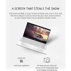 HP Pavilion 15 Laptop, 15.6" FHD Touchscreen, AMD Ryzen 5 5500U Processor, 32GB RAM, 1TB SSD, Backlit Keyboard, WiFi 6, Fingerprint Reader, B&O Audio, Webcam, Windows 11 Home, Silver