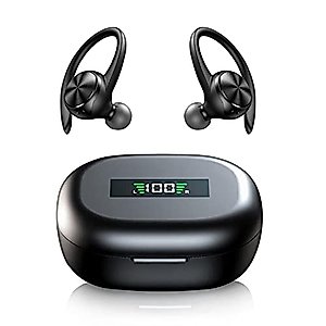 Wireless Earbuds Headphones Over Ear, True Wireless in Ear with Microphone, Deep Bass, Loud Voice Sport Earphones with Charging Case for Outdoor Running Gym Workout Sports