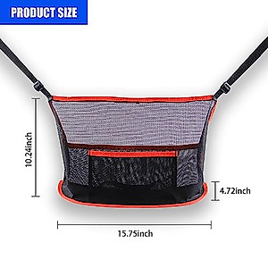 NGHEY 1 PC Car Pocket Barrier Protection, Large Capacity Storage Pouch, Car Net Pocket Handbag Holder, Barrier of Backseat Pet Kids, for Purse, Phone, Documents, Key (Red #2 Pockets)