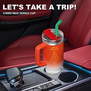 FOHGEE Christmas Style 30oz Stainless Steel Tumbler with Handle - Keep Drinks Cold & Hot All Season! (Red Tree)