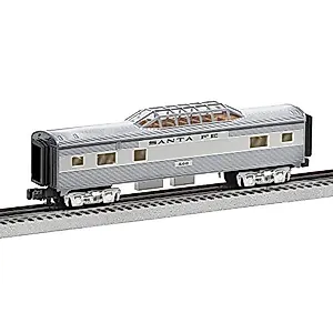 Lionel 684725 Santa Fe Add-On Vista Dome Car, O Gauge, Silver, Gray, Tan, black
