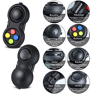 Skylety 6 Pieces Cam Fidget Pad Controller Relieve Anxiety Handheld Mini Handheld Fidget Pad Fidget Controller Stress Reducer for Adult Relieve Stress(Simple Colors)