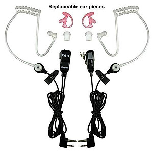 Reyinl RYL13 Two Way Radio Headset Noise Canceling Transparent Security Earpiece for Midland GMRS/FRS Radios with PTT/VOX – Pair