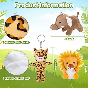 12 Pieces Mini Safari Stuffed Animals 4.8 Inch Jungle Zoo Animal Plush Cute Elephant Monkey Giraffe Leopard Deer Lion Tiger Hippo for Baby Shower Birthday Party Teacher Student Award
