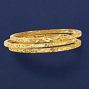 Ross-Simons Italian 18kt Gold Over Sterling Jewelry Set: 3 Hammered Bangle Bracelets. 7.5 inches