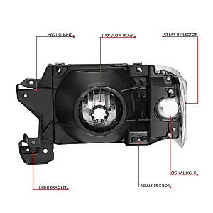 Auto Dynasty Factory Style Headlights Assembly Head Lamps Compatible with Ford Bronco F150 F250 F350 1987-1991, Driver and Passenger Side, Chrome Housing Clear Corner