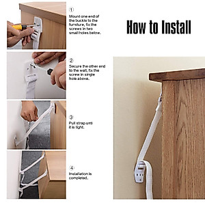 COCOLi Anti-Tip Furniture Straps, Adjustable TV Safety Straps, 8 Pack Wall Anchor for Earthquake Resistant, Heavy Duty Mounting Straps for Baby Proofing & Child Safety (Black,)