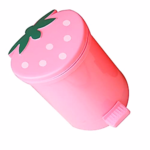 Toddmomy Kawaii Decor Strawberry Trash Can Cute Strawberry Desk Trash Can Small Plastic Kawaii Trash Can Cute Trash Can for Home, Desk, Car, Office, Kitchen (Pink) Pink Room Decor