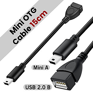 SaiTech IT Mini USB OTG Cable for Digital Cameras - USB A Female to Mini USB B 5 Pin Male Adapter Cable