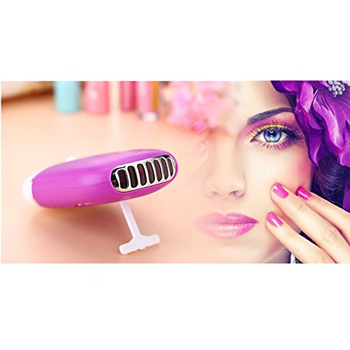 YIMART Portable Rechargeable Electric Bladeless USB Mini Air Conditioning Refrigeration Blower Dryer Fan For Eyelash Extension (Purple)
