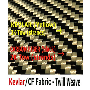 Kevlar FABRIC-2x2 Twill WEAVE-3K/200g (YLW-Blk 1 ft x 4 in)