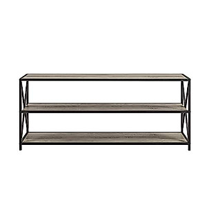 Walker Edison 2 Shelf Industrial Wood Metal Bookcase Tall Bookshelf Storage Home Office, 60 Inch, Grey
