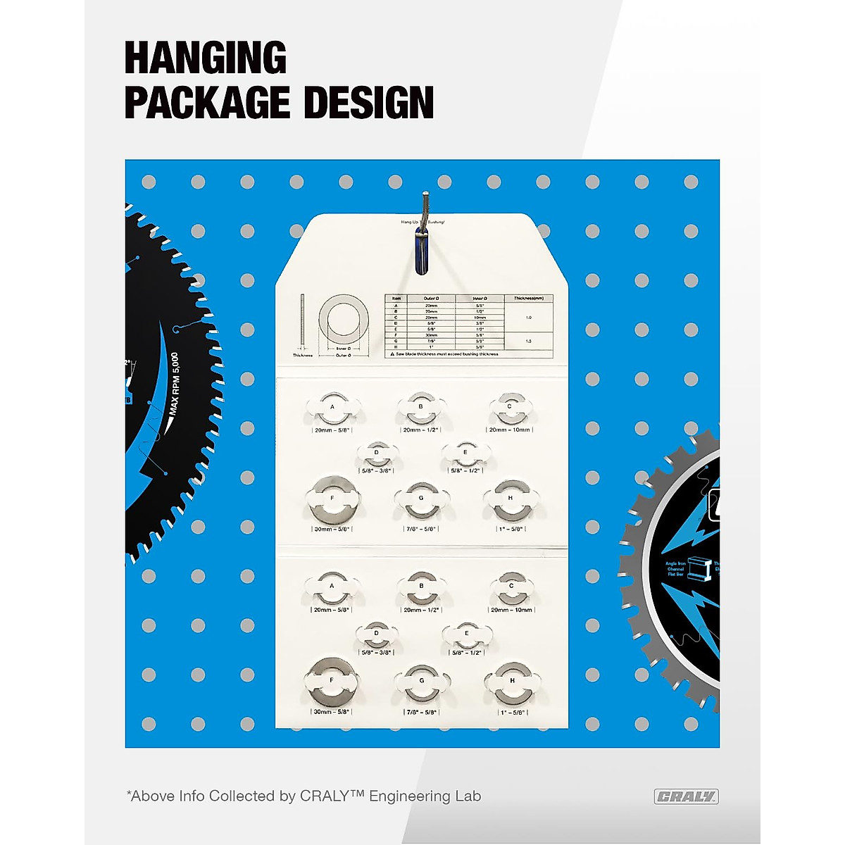 CRALY Saw Blade Bushing Set, Arbor Adapter Kit, Reduction Ring Combo, 30mm-5/8'', 20mm-5/8'', 7/8''-5/8'', 20mm-1/2'', 1''-5/8'', 20mm-10mm, 5/8''-3/8'', 5/8''-1/2'', 16-Pack(BU-08-16)