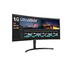 LG 38” QHD+ IPS Curved UltraWide Monitor (3840x1600) with HDR10, Dynamic Active Sync, Black Stabilizer, Flicker Safe, Reader Mode, Onscreen Control & Ergonomic Design (38BN75C-B) (Renewed)