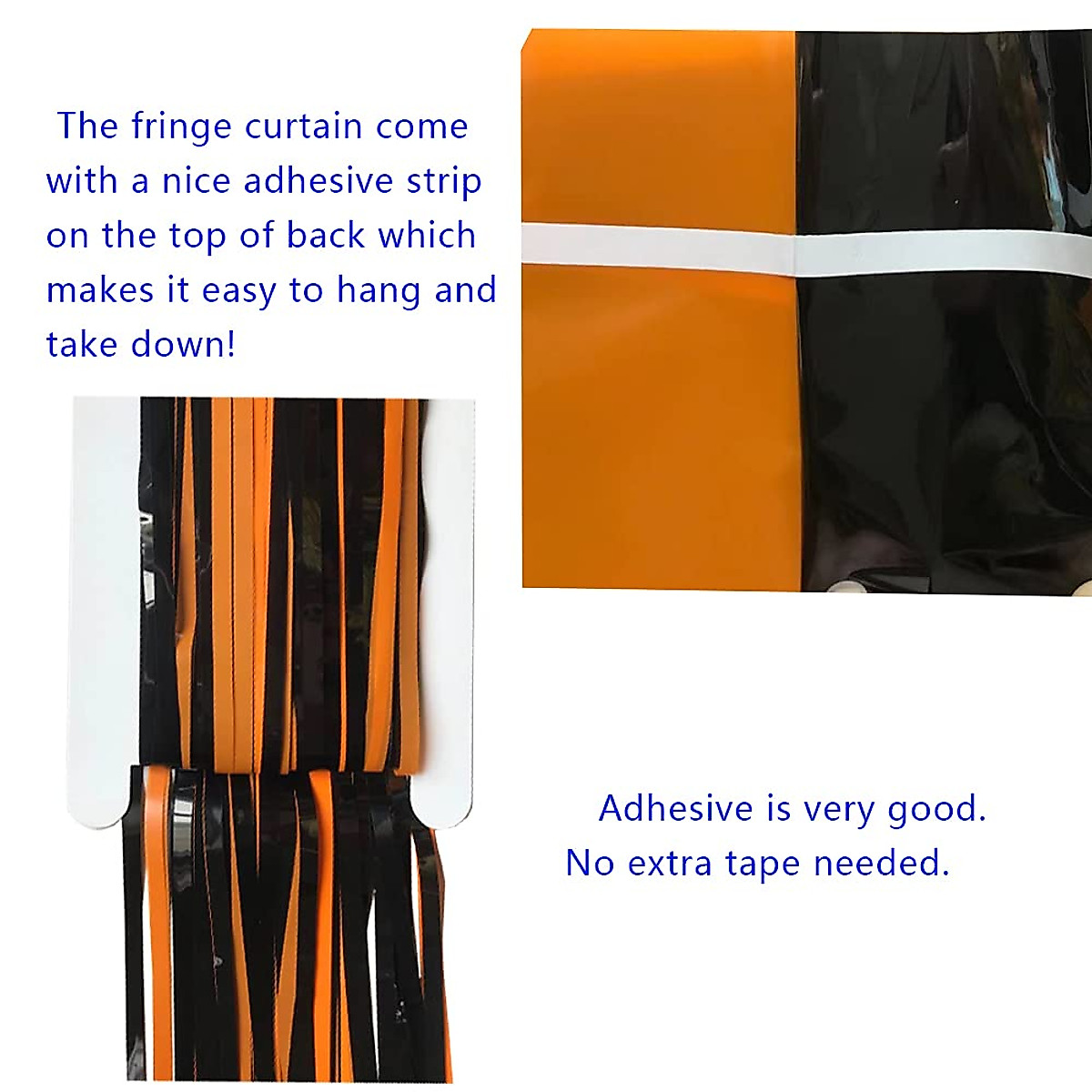 Halloween Party Decorations Black and Orange Backdrop Tinsel Photo Booth for Halloween Birthday Graduation Decorations