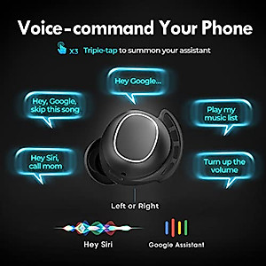 True Wireless Earbuds Call Headphones Deep Bass Bluetooth 5.0 Light Weight Wireless Charging Case IPX7 Waterproof Headset Black