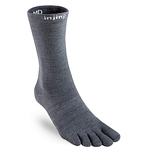Injinji Liner Crew NuWool Socks (Medium, Charcoal)