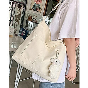 Women Retro Large Size Canvas Shoulder Bag Large Hobo Bag Canvas Crossbody Bag Messenger Tote