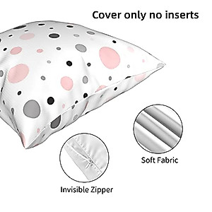 EWMAR Pink Gray White Modern Polka Dot Pattern Throw Pillow Covers Cushion Decorative Pillowcases for Sofa Couch Living Room Outdoor Home Decor