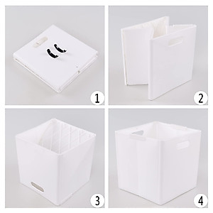 Bringer Plastic Collapsible Storage Cubes, White Cube Organizer Bins, 4-Pack