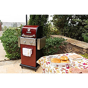 Permasteel 2-Burner Gas Grill | Cast Iron Cooking Grates, Grilling Tools Holder, Foldable Sides, PG-A40201-RD, Cabinet Style, 22000 BTUs – Red