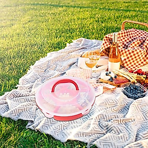 FEOOWV 78oz Food Storage Container With Dividers-Halloween Candy Tray with Lid and Handle 6 Compartments for Party Platter,Vegetable Relish Fruit Tray,Snackle box (Red)