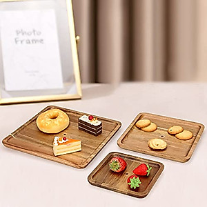 3 Tier Square Cupcake Stand Acacia Wood Serving Stand Wooden Three Tiered Cake Stand Dessert Stand for Party Wedding 3 Tier Tray Farmhouse Cup Cake Holder Display Stand