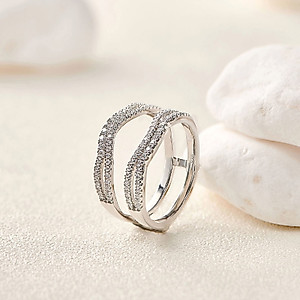 Newshe Jewellery Bridal Ring Enhancer for Engagement Rings AAAAA Cz Wedding Band for Women Eternity Ring Guard Size 8