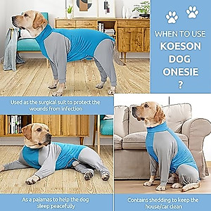 KOESON Dog Recovery Suit, Dog Onesie for Surgery Anti Licking Dog Surgical Recovery Suit for Abdominal Wound, Long Sleeve Dog Jumpsuit for Medium & Large Breeds Blue 3XL