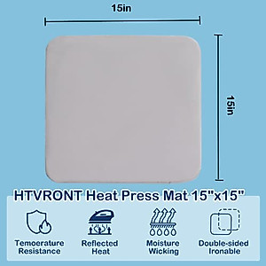HTVRONT Heat Press Mat for Cricut: Heat Press Pad 15"x15" for Craft Vinyl Ironing Insulation Transfer, Double Sides Applicable Heat Mat for Heat Press Machines