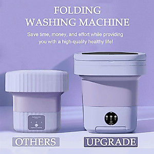 Portable Washing Machine, Upgraded Foldable Mini Washer, Deep Cleaning of Underwear, Baby Clothes and Sock, Best for Apartments, Dormitories, Hotel,Travel (Purple)