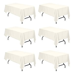 6 Pack Ivory Tablecloths for 6 Foot Rectangle Tables 60 x 102 Inch - 6ft Rectangular Bulk Linen Polyester Fabric Washable Long Table Clothes for Wedding Reception Banquet Party Buffet Restaurant