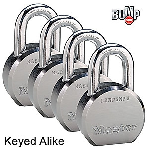 Master Lock - (4) High Security Pro Series Keyed Alike Padlocks 6230NKA-4 w/ BumpStop Technology