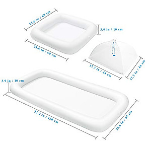 HEMOTON 2PCS Inflatable Serving Bars with Drain Plug - Food Drink Salad Buffet Tray with Mesh Food Cover for Indoor and Outdoor Party Pool Picnic Luau