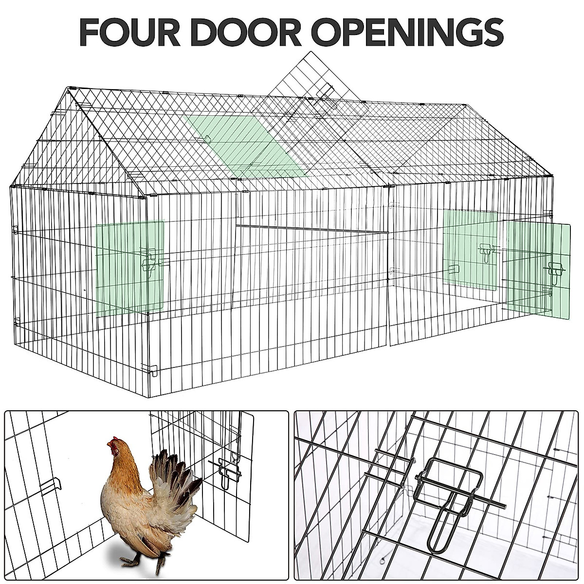 Chicken Coop Run Cage Upgrade 86.6"×40"×38" Metal Chicken Fence Pen Pet Playpen Enclosures with Protection Cover&Ground Nail,Cage Indoor Outdoor Yard for Small Animals Cat Hen Duck Rabbit