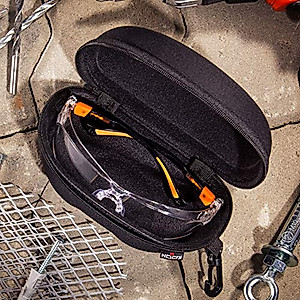 NoCry Storage Case for Safety Glasses with Felt Lining, Reinforced Zipper and Handy Belt Clip