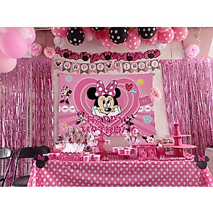 5x3ft Pink Mouse Party Supplies Photography Backdrop Princess Girls Birthday Background 1st 2nd 3rd Decoration for Kids Baby Shower Banner Photo Studio Props