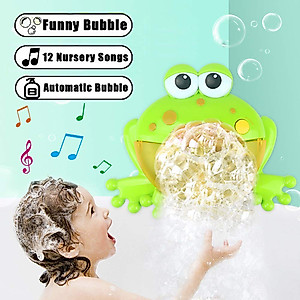 Frog Bubble Maker for Bath, Foam Blower Bubbling Making Machine, Nursery Rhyme Musical Bathtub Toy for Baby Kids Happy Tub Time