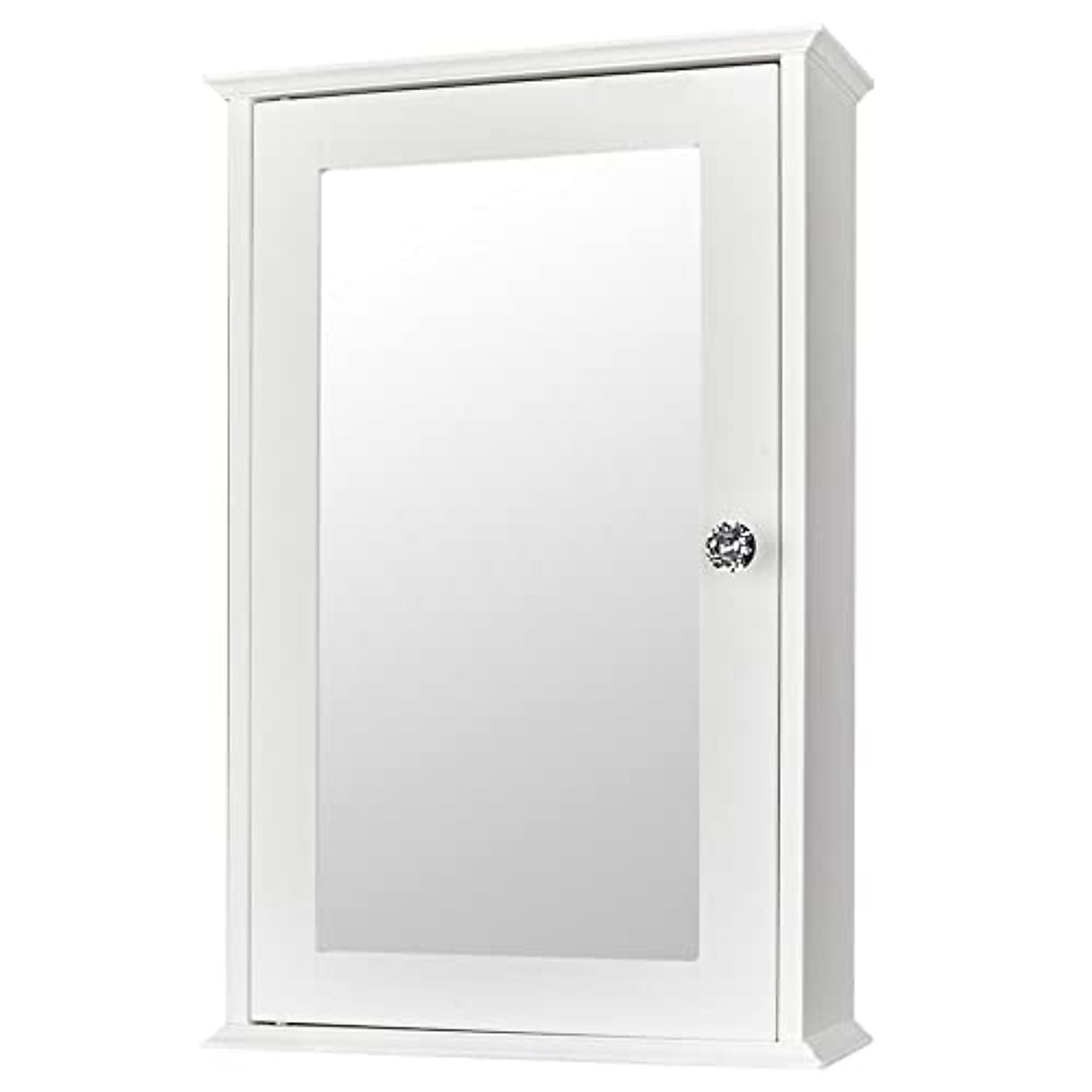 Single Door Bathroom Cabinet - Wall Mounted Medicine Storage Vanity Mirror Organizer with Shelf, Rust-Free White Cabinet for Space-Saving