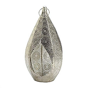 wakatobi Decorative Teardrop Shaped Lantern Silver Candle Holder