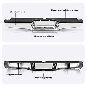 SOCKIR Rear Bumper Assembly Fit for 1995-2004 Toyota Tacoma Chrome Steel
